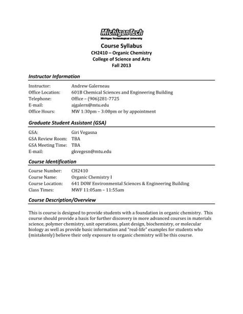 Course Syllabus Chemistry