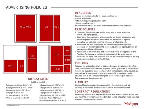 Madison Magazine Print Ad Specs Advertise