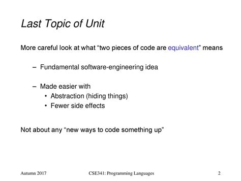 Cse341 Programming Languages Lecture 12 Equivalence Ppt Download