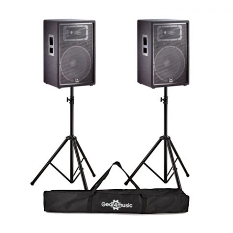 JBL JRX215 15 Passive PA Speaker Pair With Stands Gear4music