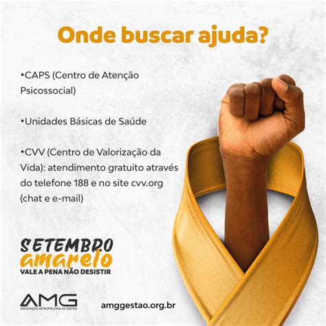 Setembro Amarelo Onde buscar ajuda AMG Gestão