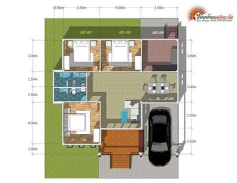 แบบบ้านชั้นเดียว สไตล์โมเดิร์น 3 ห้องนอน 2 ห้องน้ำ พื้นที่ใช้สอย 122