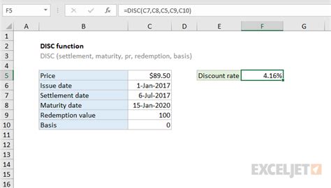 Excel DISC Function Exceljet