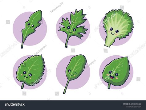 Fresh Herbs Set Cute Kawaii Herbs Stock Vector Royalty Free 2538157421 Shutterstock