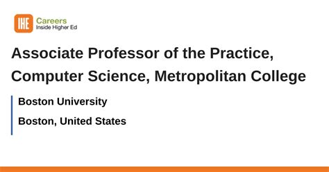 Associate Professor Of The Practice Computer Science Metropolitan