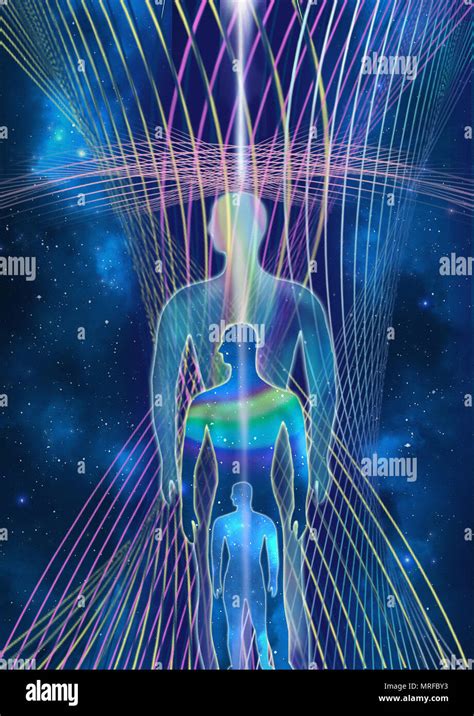 Consciousness Evolution Abstract Illustration Human With Universe On Space Star And Energy