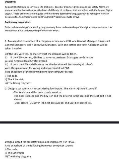 Solved Objective To Apply Digital Logic To Solve Real Life Chegg