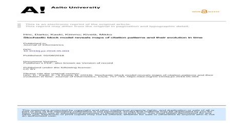 Pdf Stochastic Block Model Reveals Maps Of Citation Patterns
