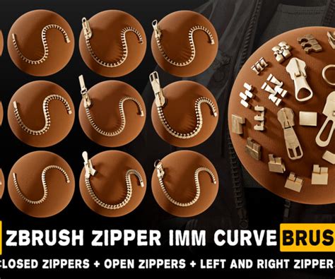 Artstation 18 Zbrush Zipper Imm Curve Brushes Brushes