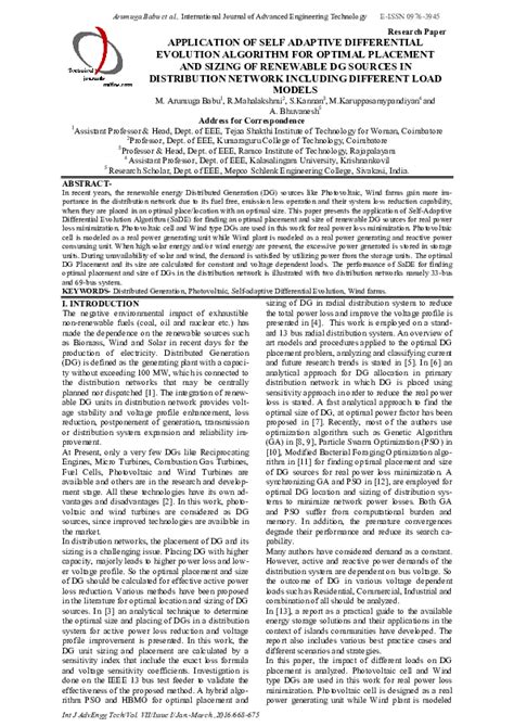 Pdf Application Of Self Adaptive Differential Evolution Algorithm For