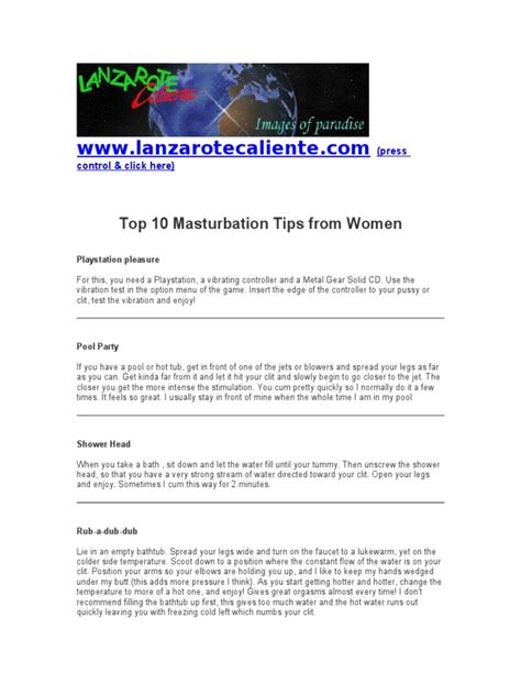 Top 10 Masturbation Tips From Women Pdf Clitoris Nature