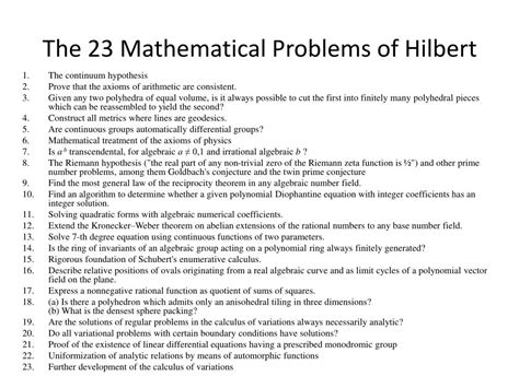 ppt hilbert s problems powerpoint presentation free download id