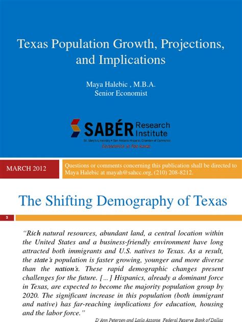 Texas Population Growth Projections And Implications Pdf White