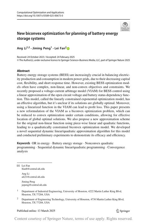 New Biconvex Optimization For Planning Of Battery Energy Storage