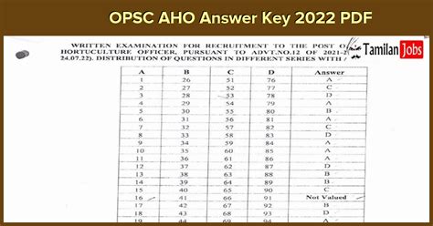 Opsc Aho Answer Key 2022 Pdf Out