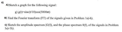 Solved A Sketch A Graph For The Following Signal G Chegg