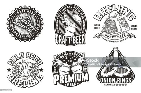 맥주 캡 캔 홉 해골 및 병이 있는 맥주 세트 디자인 양조장 또는 바용 두개골 맥주 잔 보리 뼈 손 및 병 술집과 상점을 위한 크래프트 맥주 벡터 로고 또는 엠블럼 Ale에