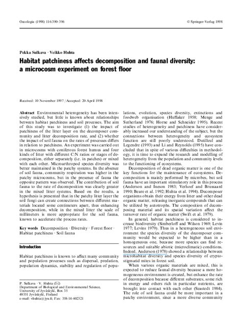 Pdf Habitat Patchiness Affects Decomposition And Faunal Diversity A