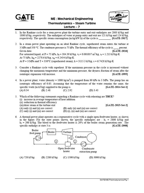 Thermodynamics 7 Steam Turbine Pdf Steam Enthalpy
