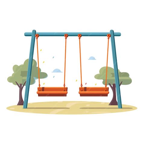 Premium Photo A Cartoon Swing Set With Two Swings And Trees In The