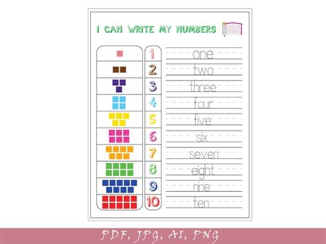 Number Tracing Practice Numbers 1 Through 10 One Through Etsy