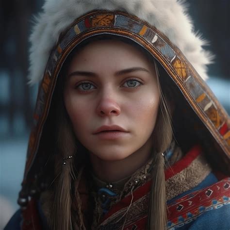 Premium Ai Image A Woman With A Hat On And A Fur Hat On Her Head