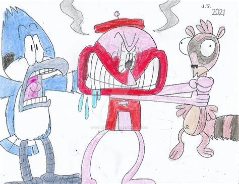 Benson Strangles Rigby By Toonguy971st On Deviantart