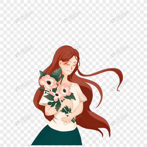 抱着花的女孩元素素材下载 正版素材401012312 摄图网