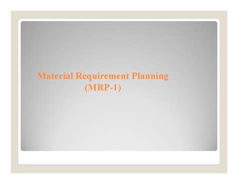MRP1 Vs MRP2 Samx Dsmc Sd Material Requirement Planning MRP 1 An MRP System Requires 3