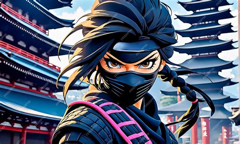 Premium Ai Image Female Anime Ninja With A Determined Look On A