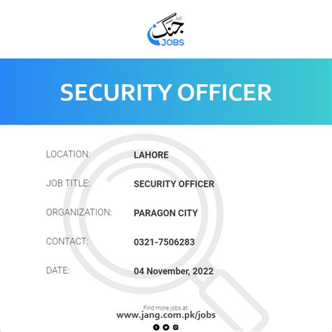 Security Officer Job Paragon City Jobs In Lahore 54498