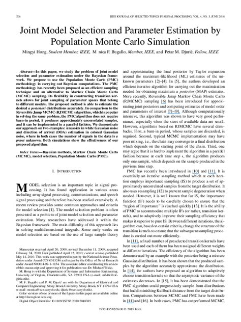 Pdf Joint Model Selection And Parameter Estimation By Population