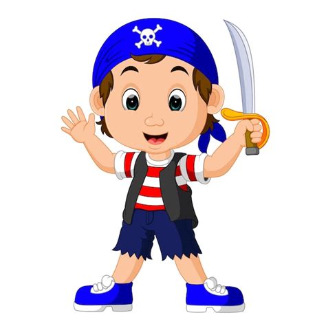 Premium Vector Cartoon Pirate Holding A Sword