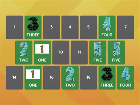 NUMBERS MEMORY GAME Parejas NUMBERS MEMORY GAME Parejas