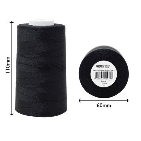 5000m Black Polyester Thread