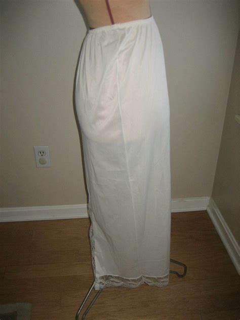 Greenco Maid White Long Nylon Half Slip Lace Hem Fr Gem
