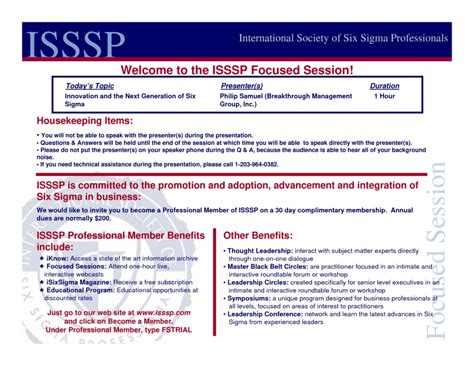 Innovation And The Next Generation Of Six Sigma — Isssp For Lean Six Sigma