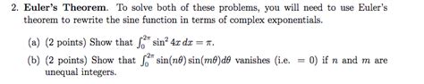 Solved Euler S Theorem To Solve Both Of These Problems Chegg Com