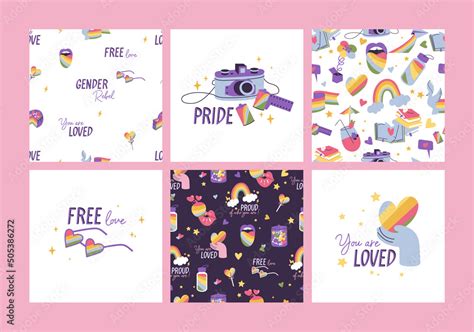 Vector Set Of Lgbtq Community Symbols And Icons Seamless Parten For