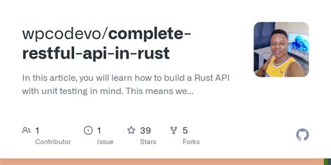 GitHub Wpcodevo Complete Restful Api In Rust In This Article You Will Learn How To Build A