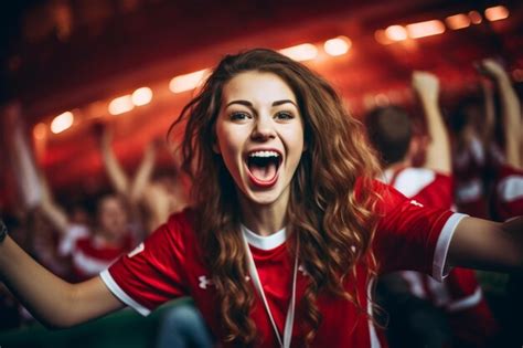 Premium Ai Image Attractive Girl As Soccer Fan Beautiful Illustration