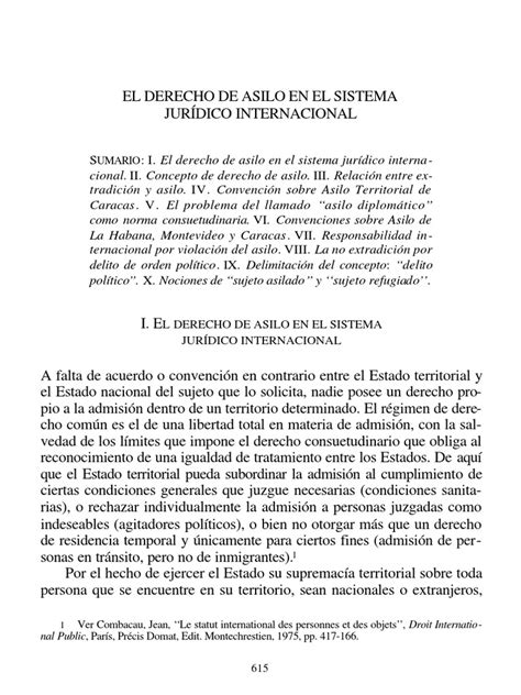 El Derecho De Asilo En El Sistema Juridico Internacional Pdf