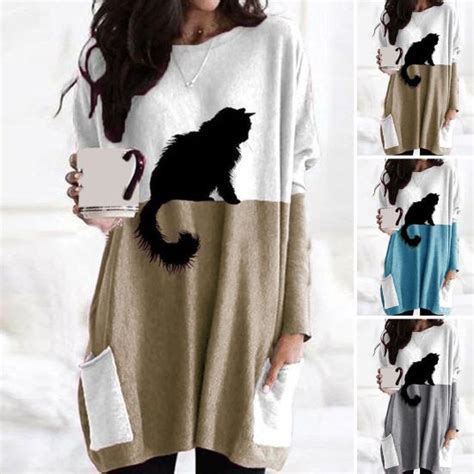 Купити Жіночі топи з принтом «Чорний кіт мякий еластичний стильний і з кишенею зручний