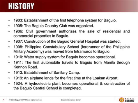Timeline Of Disasters In Baguio City Pptx