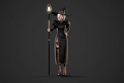 Adept Wizard Girlv2 3d Model