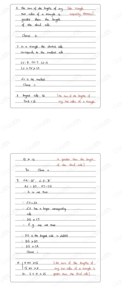 Solved 6 The Triangle Inequality Theorem States The Sum Of The