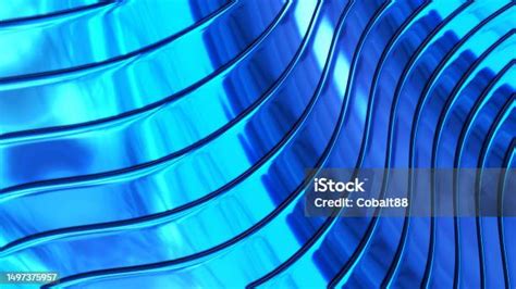 파란색 배경 줄무늬 3d 물결 모양 패턴 금속 줄무늬 파도 크롬 금속 질감 0명에 대한 스톡 사진 및 기타 이미지 0명 3차원 형태 곡선 Istock