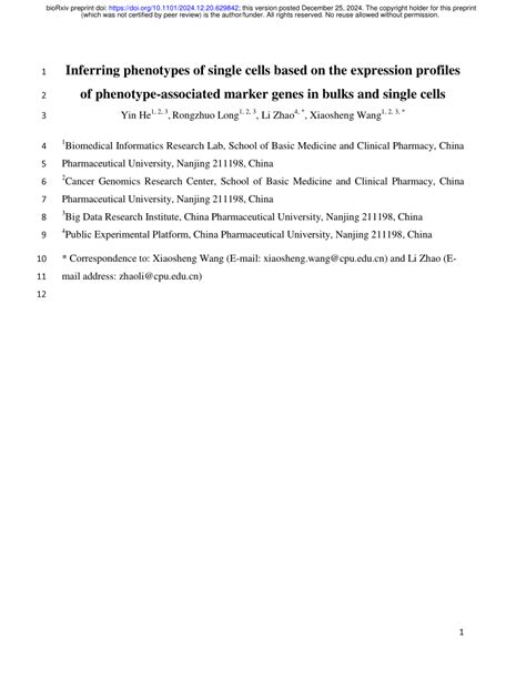 Pdf Inferring Phenotypes Of Single Cells Based On The Expression Profiles Of Phenotype