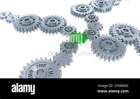 Rotation Around Perspective View Of Silver Gears In Rotation Becoming