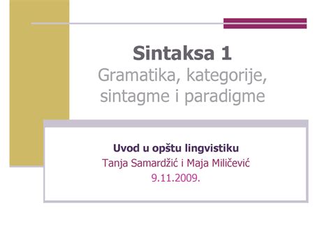 Sintaksa 1 Vežbe Predlog Morfologija Docsity